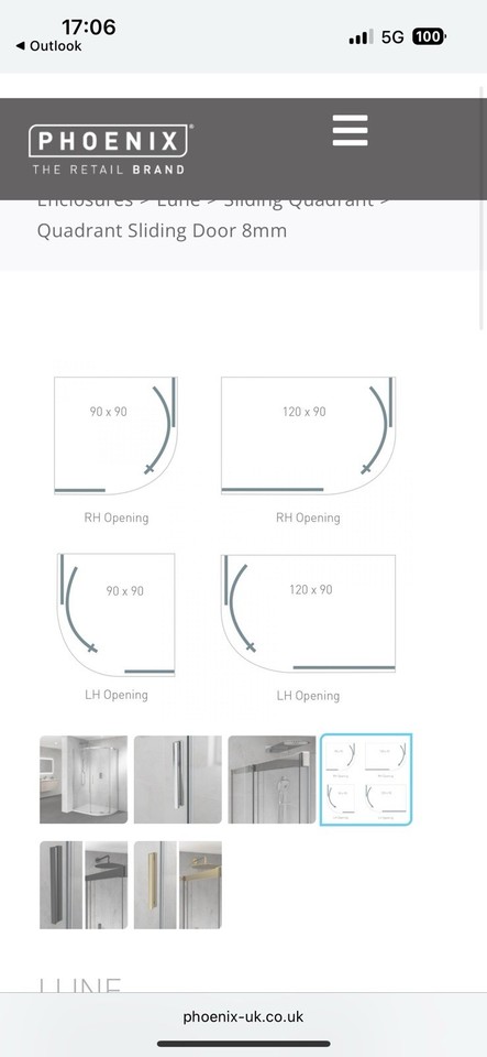 Phoenix Lune RHS Opening Shower Screen 120x90 | eBay UK