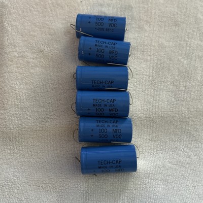LOT OF 7 NEW OLD STOCK-TECH-CAP 100MFD 500VDC ,+-20% 85 DEGREE C ...