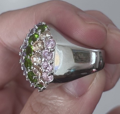 Rhodium Pastel Colors Unique Colorful Fireball Beautiful Vintage Ring ...