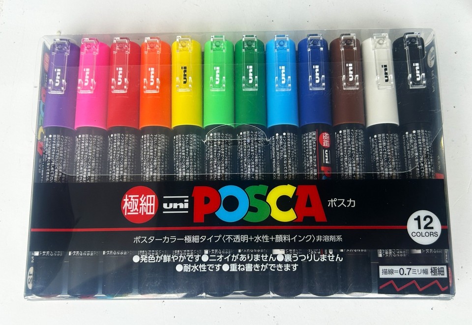 3 Sets of 12 (36) UNI POSCA PC-1M 12C Paint Markers 0.7mm Extra Fine ...
