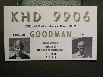 QSL Card - KHD 9906 - Emma Jane & Lee Goodman - Glenview, Illinois | eBay