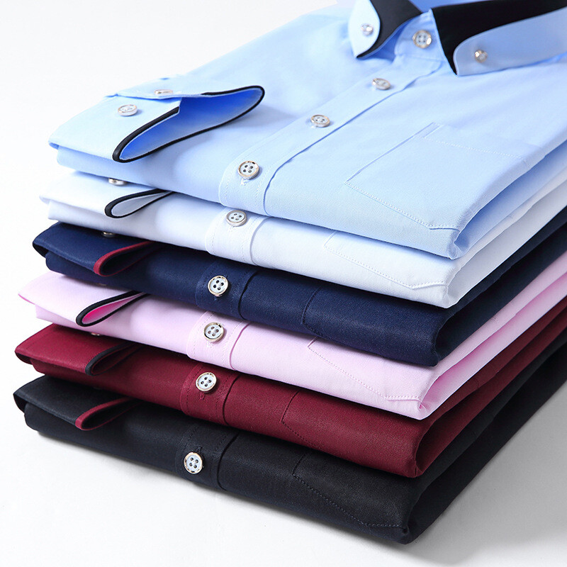Mens Dress Shirts Formal No Ironing Elastic Long Sleeves Business ...