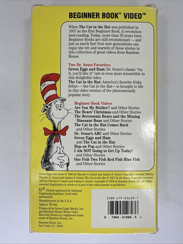 Dr Seuss Green Eggs And Ham & The Cat In The Hat Beginner Book Video ...
