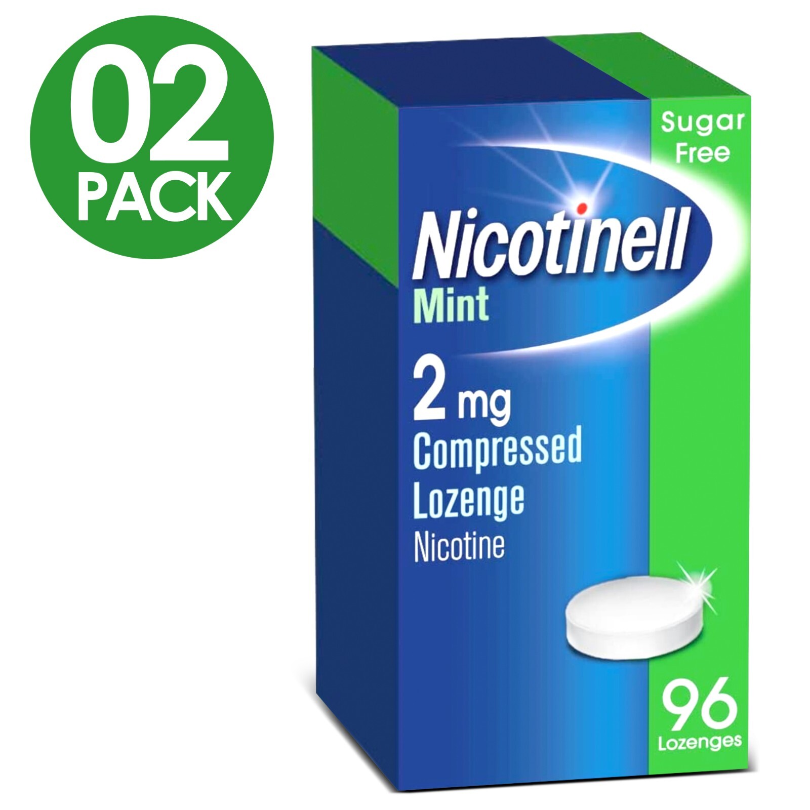 2X Nicotinell Nicotnell Mint 2mg Lozenge 96 Compressed Lozenges Sugar ...