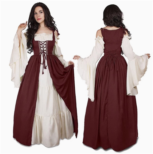 Women's Retro Medieval Renaissance Lace Dress Dress Ball Dress Role ...