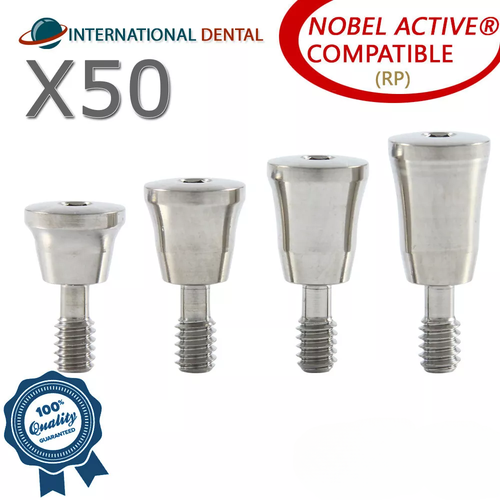 50 Healing Caps (RP) For Nobel Bi0care Active Hex Ø4.5mm Dental Fixture ...