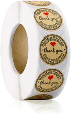 1000pcs Handmade With Love Sticker 1 Round Thank You Stickers Roll ...