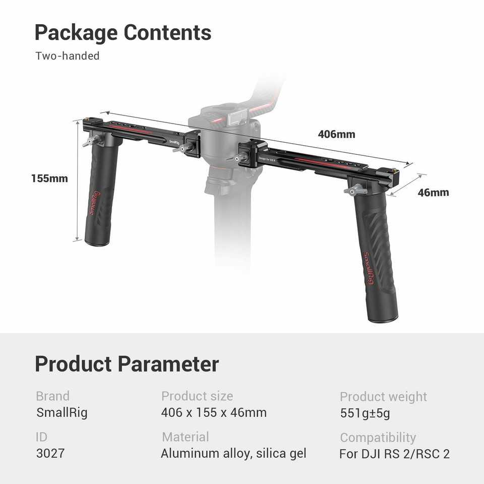 SMALLRIG Dual Handle Handgrip for for DJI RS 2 / RSC 2 / RS 3 / RS 3 ...