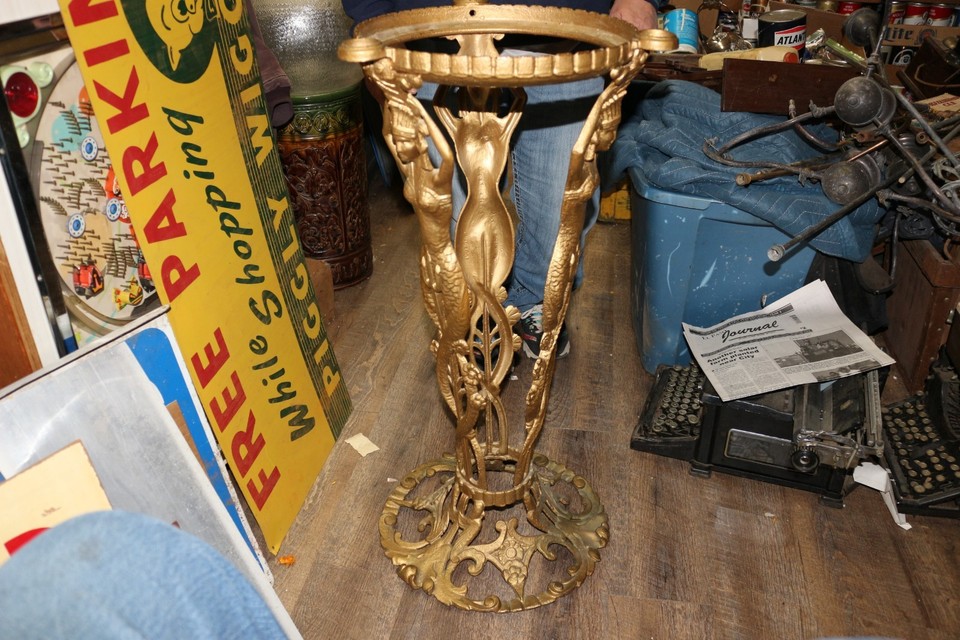 Antique Art Deco Booth Co. Cast Iron Lighted Fish Bowl Stand Aquarium ...