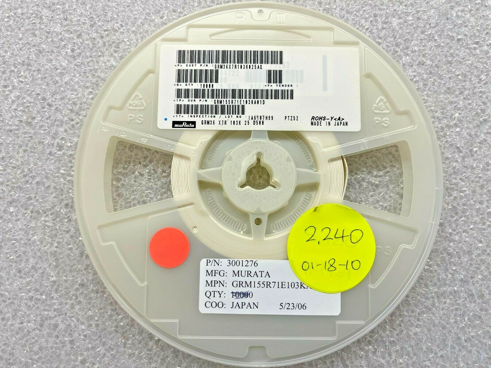 18pcs GRM155R71E103KA01D MURATA CAP CER 10000PF 25V 10 X7R 0402 (29B5 ...