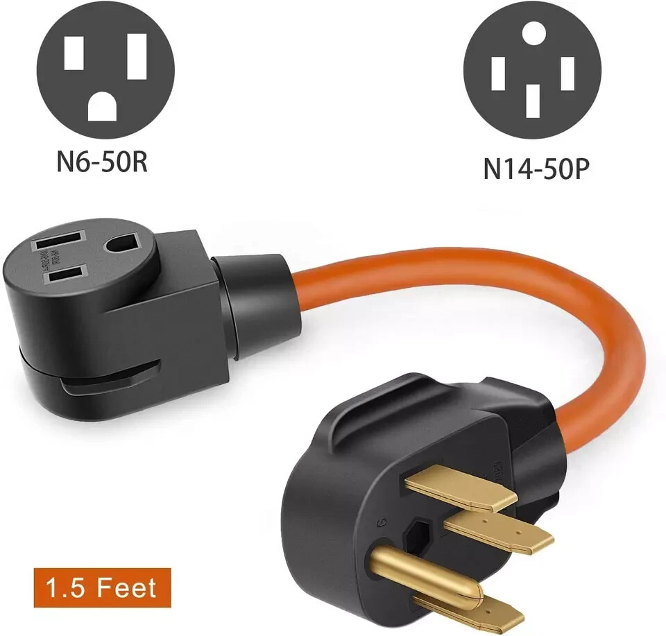 NEMA 14-50P to 6-50R RV 50A Plug Welder Adapter Cord Receptacle Heavy ...