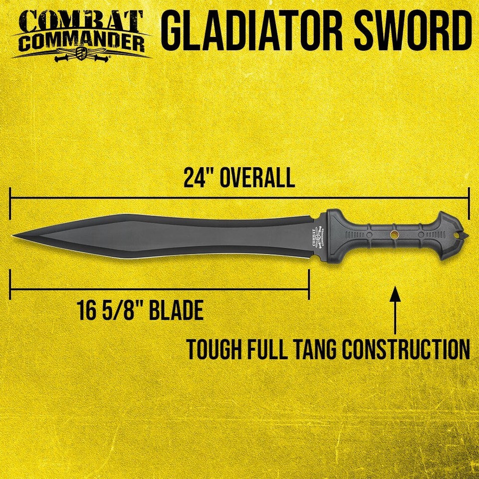 Combat Commander Gladiator Sword with Sheath | Full Tang | 24" Overall ...