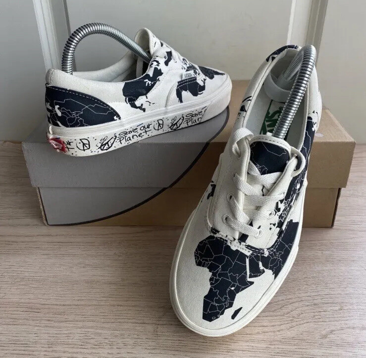 VANS Era x Save Our Planet White Black Map Sneakers -… - Gem