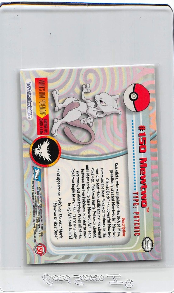 Mewtwo #150 - BLUE LOGO - NON-HOLO - Series 3 - TOPPS POKEMON CARD - NM ...