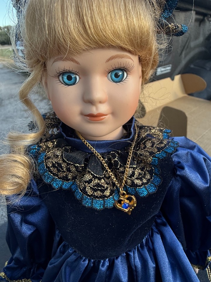 Sandee Limited Edition Porcelain Doll Blonde Blue Dress 24" Vintage ...