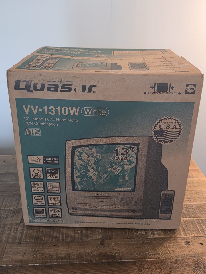 Quasar TV/VCR CRT Retro Gaming Combo 13" TV / VCR WHITE VV-1310W /Brand New NOS! | eBay