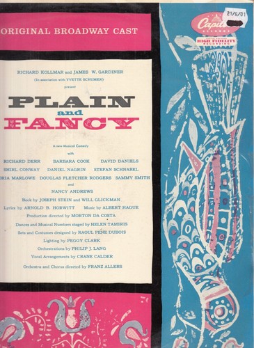Rare-Plain And Fancy - 1955- Original Broadway Cast-608-England Made ...