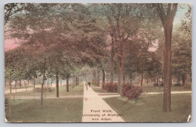 Ann Arbor Michigan University Of Michigan Front Walk c1925 Divided Back ...