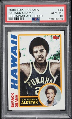 Barack Obama 2008 Topps PSA 10 Hawaii All Star Basketball Rookie Card ...