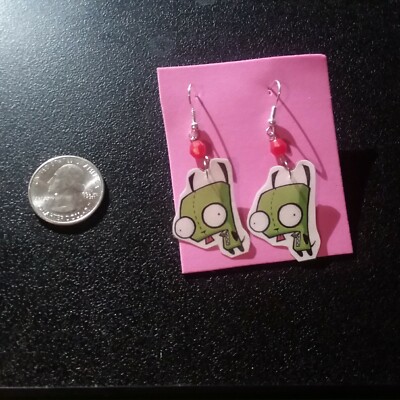 Custom Handmade Laminate Invader Cartoon Alien Dog Character 1 Pair Of ...