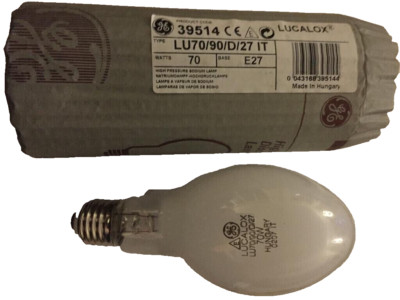 12 x GE Lucalox 39514 70W High Pressure Sodium Lamp LU70/90/D/27 IT E27 ...