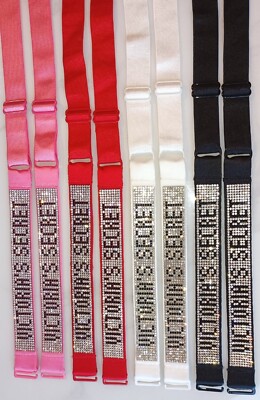Black or White or Red or Pink/Bra Straps/1pair/Adjustable Diamond/shine ...