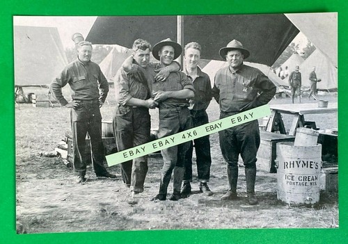 Found 4X6 Photo of WW1 Army Soldiers with Rhymes Ice Cream Portage Wis ...