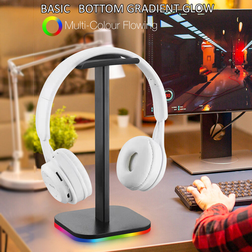RGB Gaming Headphone Stand Desk Display Holder for Gamer PC (LED Base ...