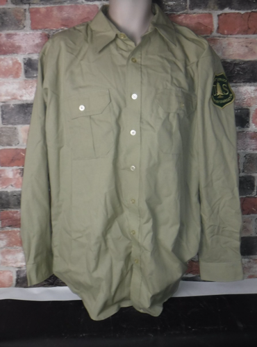 US FOREST SERVICE PATCH SHIRT MEN'S LARGE GREEN UNIFROM LONG SLEEVE L ...