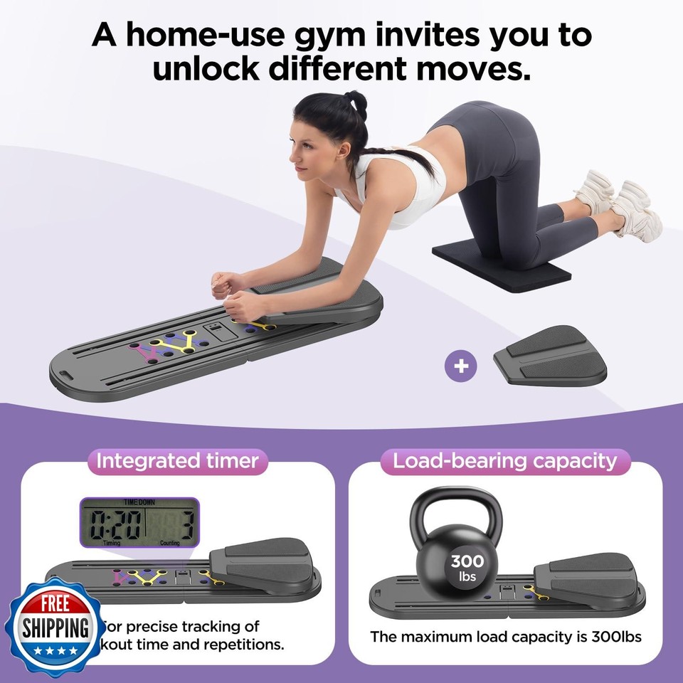 Pilates Board, Foldable Pilates Reformer Equipment with Timer (Bl | eBay