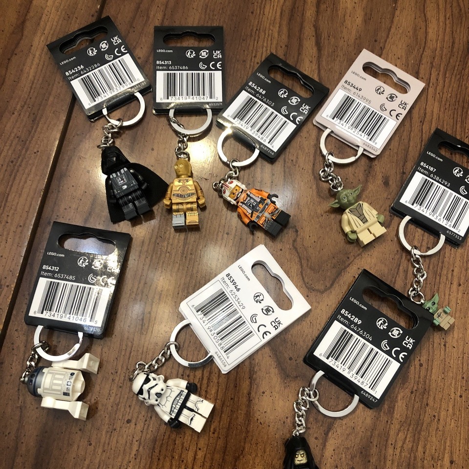 Lego Star Wars Keychains Lot Of 8 New Darth Luke C3PO trooper Yoda R2D2 ...