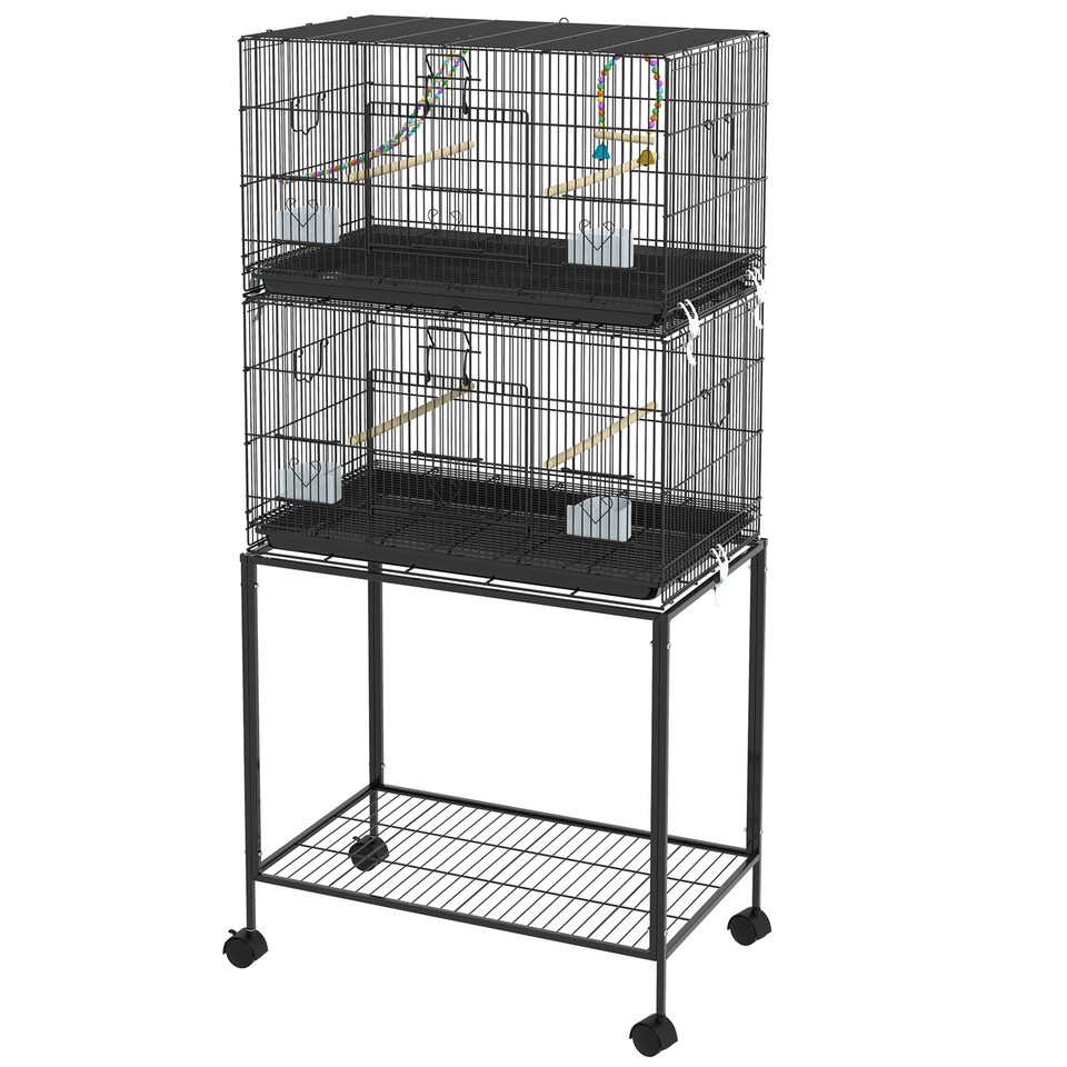 Two-Tier Bird Cage with Stand, for Canaries, Lovebirds, Finches | eBay