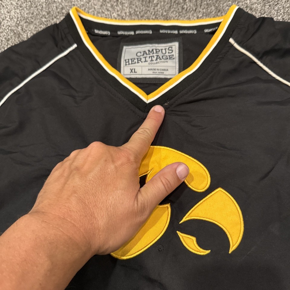 Iowa Hawkeyes Windbreaker Pullover Jacket Men’s XL Black Tigerhawk Logo ...