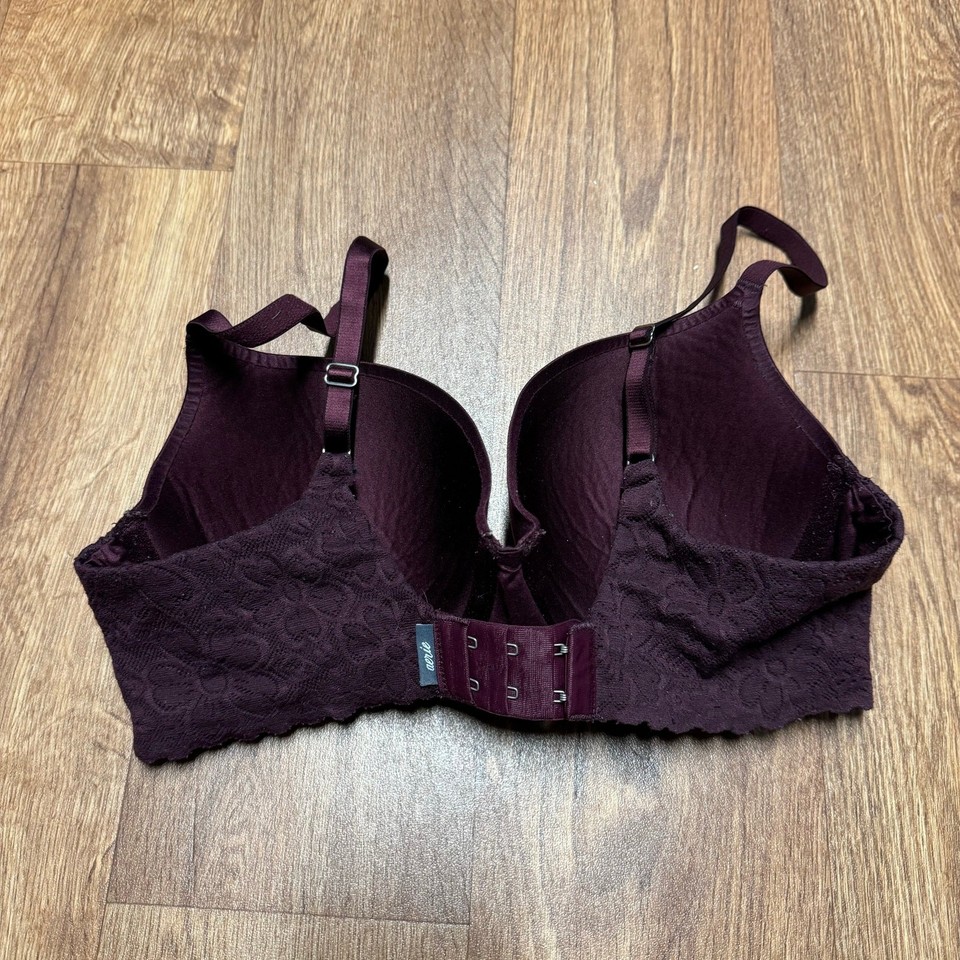 Aerie Sunnie Push Up Bra Size 34D Maroon Dark Cherry Red Lace Underwire ...