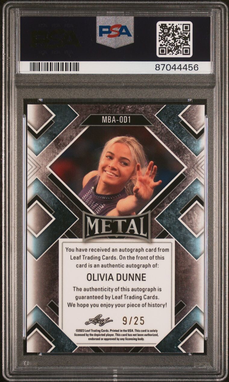 Olivia Livvy Dunne 2023 Leaf Metal Tiger Autograph On Card Auto /25 PSA ...