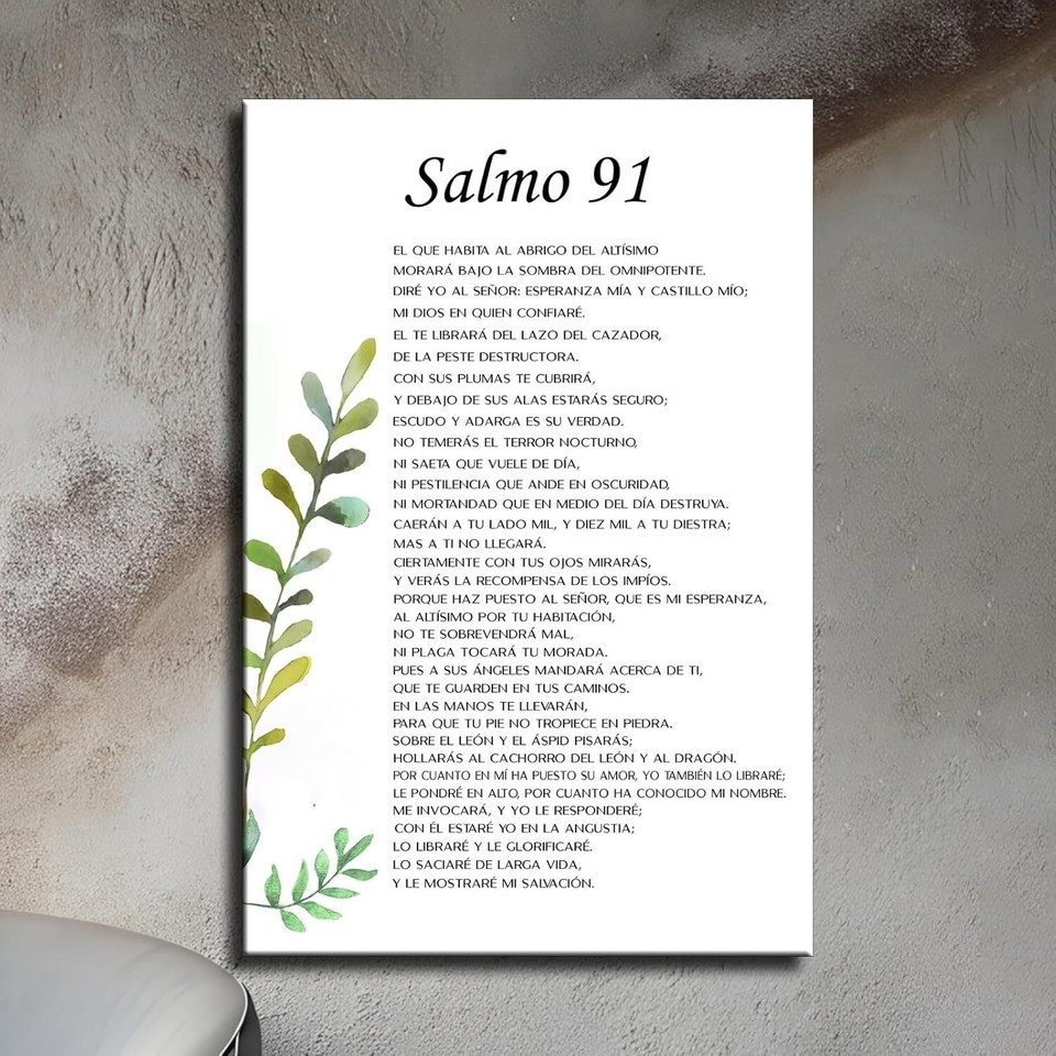 Psalm 91 Spanish Bible Verse Christian Wall Art Poster Canvas Living Room | eBay