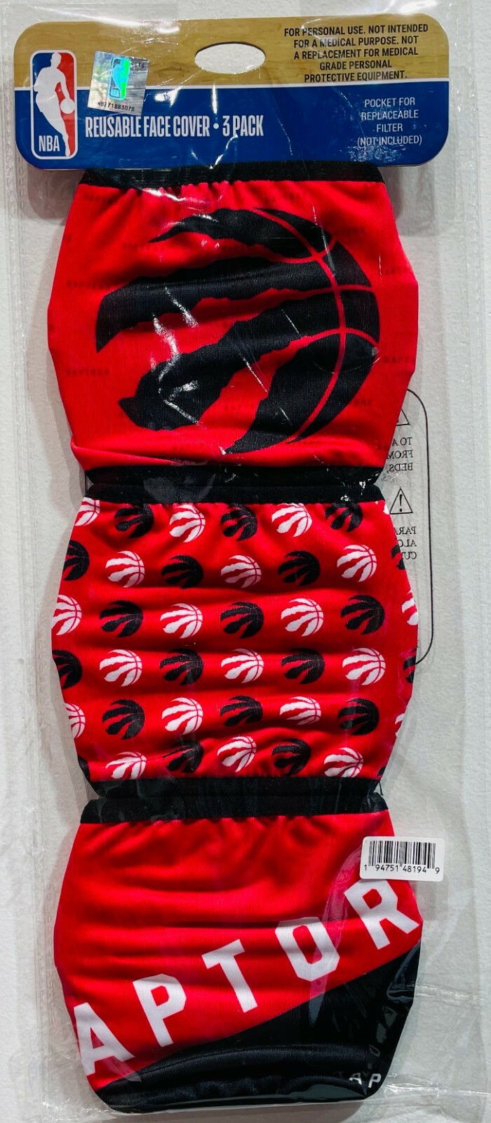 Toronto Raptors Youth Face Cover FOCO NBA Licensed Mask Cover ...
