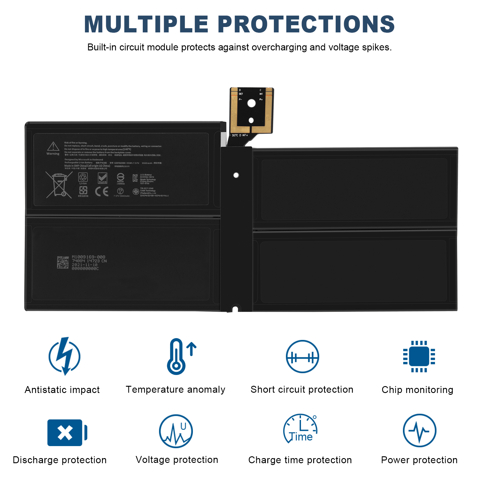 G3HTA038H Battery for Microsoft Surface Pro 6 Model 1807/1809/1796 2018 ...