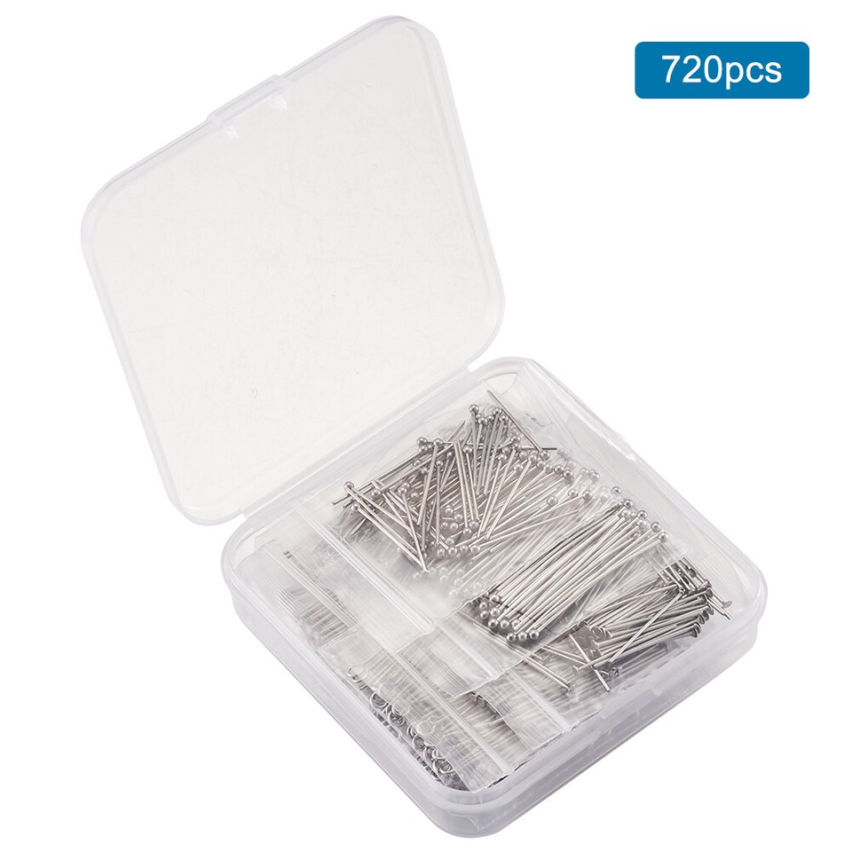 720pcs/box Flat Head Pins Ball Head Pins Eye Pins Findings 20mm 30mm ...