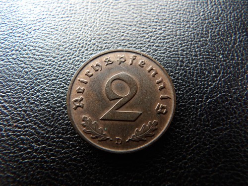 Germany 1938 D 3rd Reich SS Nazi Eagle swastika 2 Reichspfennig pfennig ...