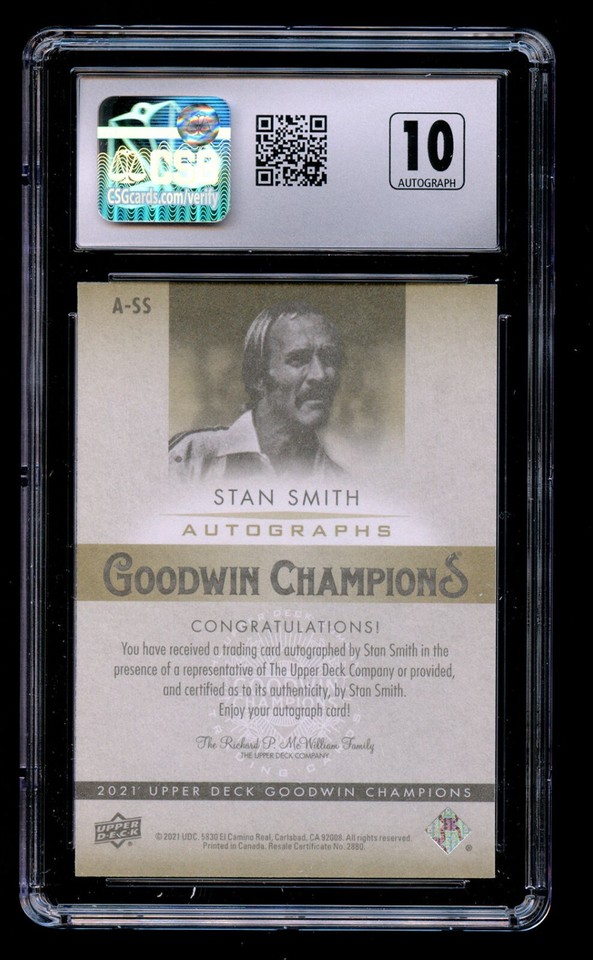 Stan Smith #A-SS UD Goodwin Champions 2021 Autographs CSG Mint 9 & Auto ...