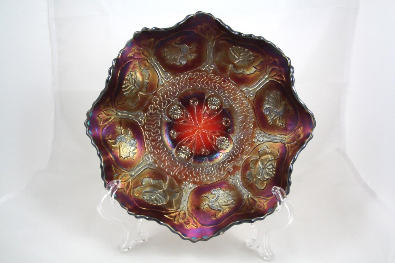 FENTON CARNIVAL GLASS DRAGON & LOTUS RUBY RED | eBay