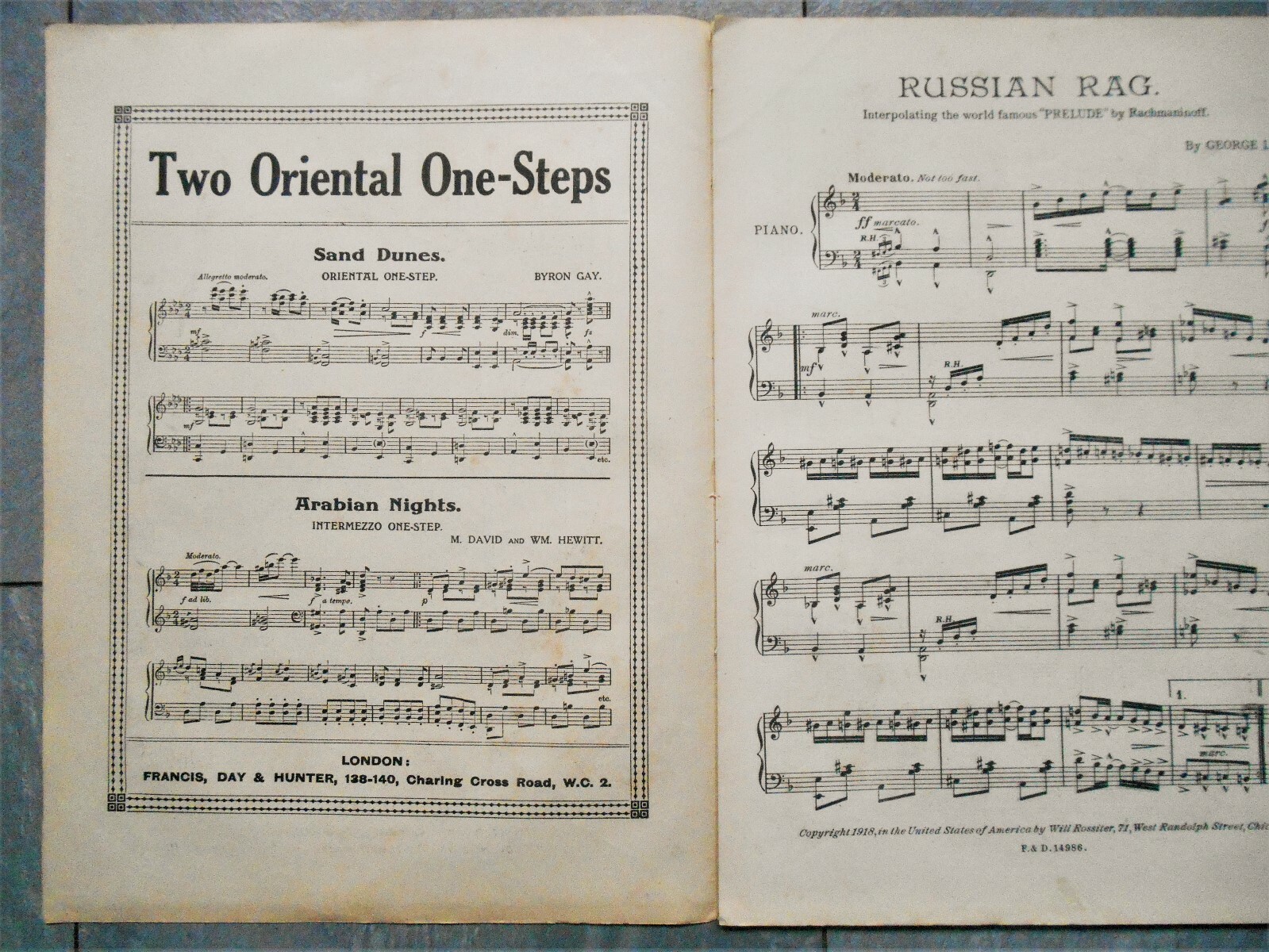 RARE vintage 1918 Ragtime/Jazz sheet music GEORGE L. COBB's Russian Rag ...