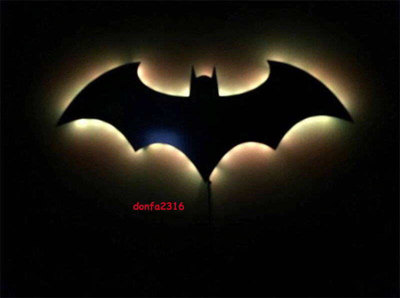 Batman Logo LED Night Light Wireless Remote Control Wall Lamp Bedroom ...