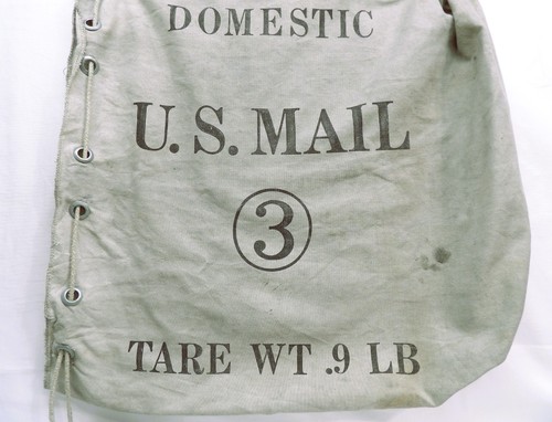 Vintage USPS Domestic Canvas Mail Bag 8-87, Tare Wt,Drawstring Metal ...
