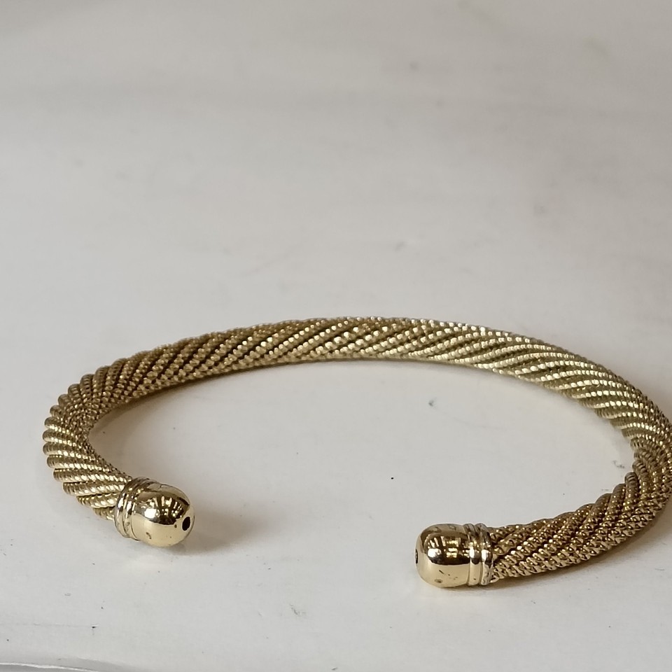 Gold Tone Textured Cuff Bracelet Adjustable Size Fashion Jewellery ...