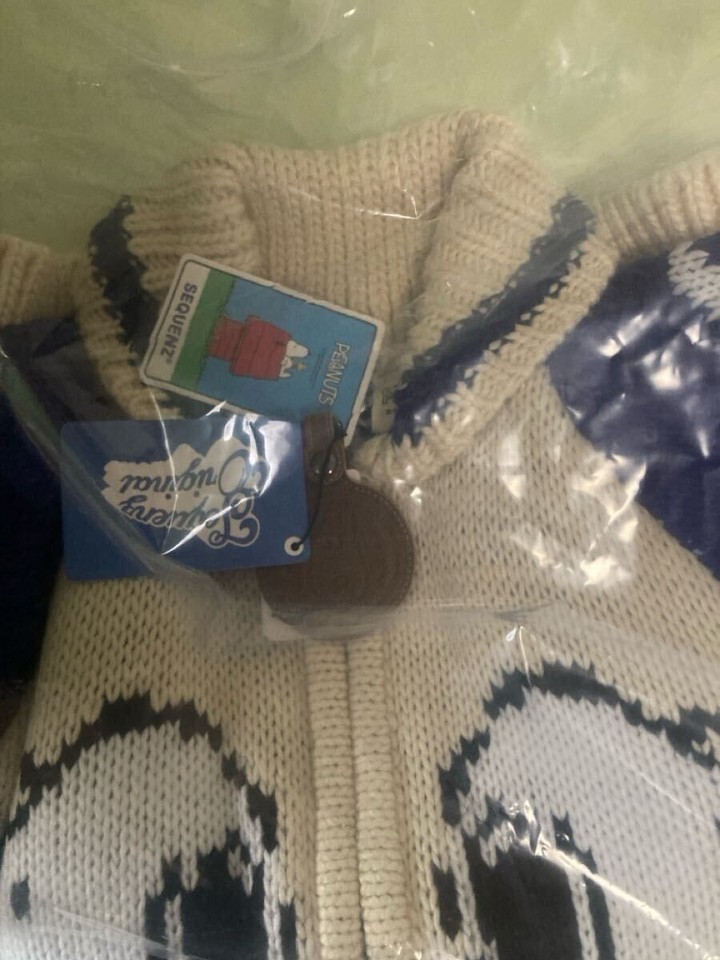 Sequenz Peanuts Snoopy Multicolor Cowichan Knit Cardigan Sweater S | eBay