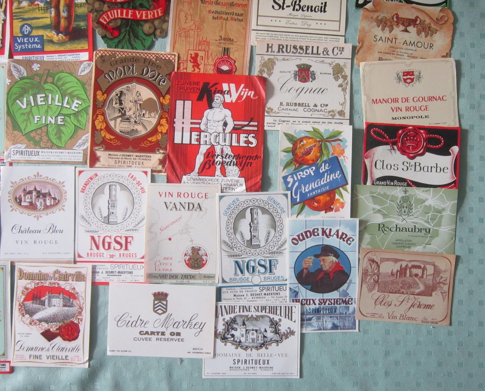 40 Vintage European Wine Liquor Unused Paper Labels One Double