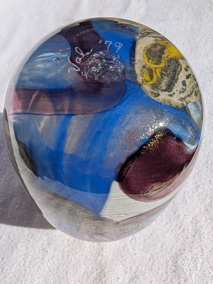 Signed VAL (Val St Lambert) ART Glass vase 1979 VTG Modernist MCM ...