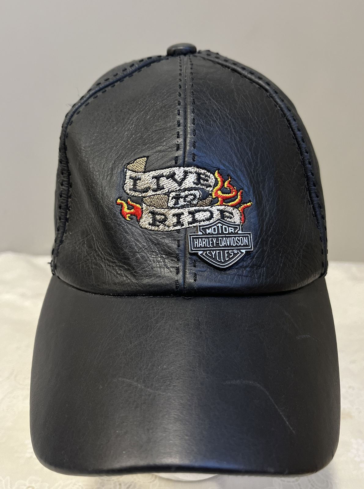 Harley Davidson Live to Ride Leather Fitted Baseball … - Gem